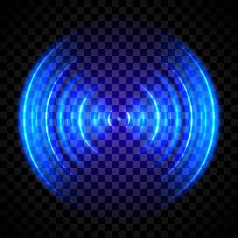 Premium Vector Blue Glowing Ring Sonar Sound Wave Signal Concentric Circle Radio Station