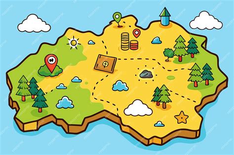 Un Mapa De Dibujos Animados De Un Mapa Con Un Mapa De árboles Y Un Mapa