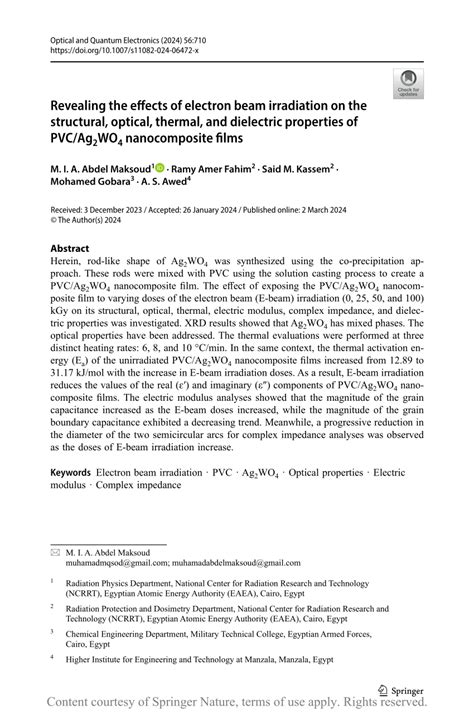 Pdf Revealing The Effects Of Electron Beam Irradiation On The Structural Optical Thermal