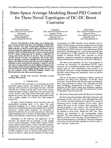 State Space Average Modeling Based Pid Control For Three Novel Topologies Of Dc Dc Boost