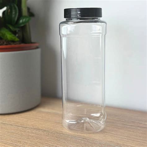 Банка пластикова 1 л банка з кришкою чорного кольору квадратна банка Id 1962016740 ціна 29