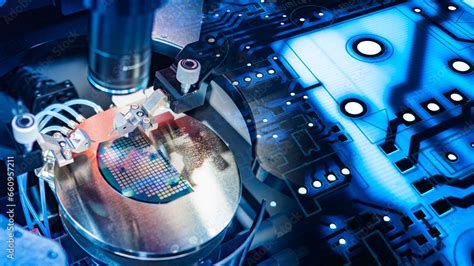Production Of Digital Boards Semiconductor Manufacturing Machine Robot Creates Microprocessor