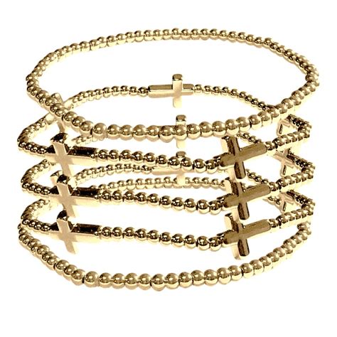 Stretchable Cross Barcelet Gold
