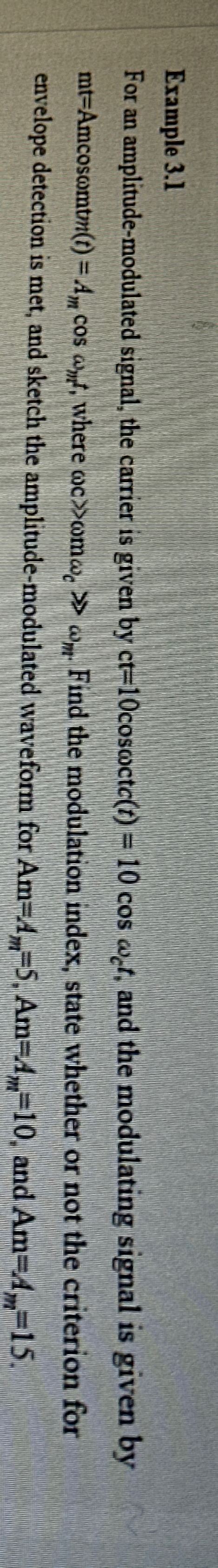 Solved Example 31for An Amplitude Modulated Signal The
