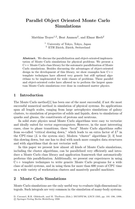 pdf parallel object oriented monte carlo simulations