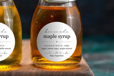 Homemade Syrup Label Template Printable Round Maple Pancake Syrup