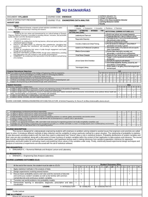 Enenda30 Engineering Data Analysis 1 Pdf Statistics Engineering