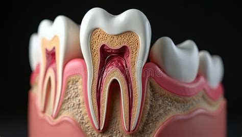 Detailed 3d Model Human Tooth Anatomy Cross Section Shows Enamel Dentin Pulp Root Dental