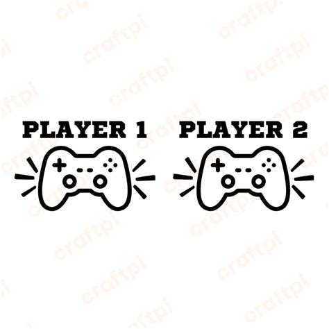 player 1 and player 2 gamepad svg png pdf files craftpi in