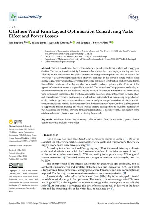 Pdf Offshore Wind Farm Layout Optimisation Considering Wake Effect And Power Losses