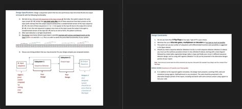 Solved Design Specifications Design A Sequential System