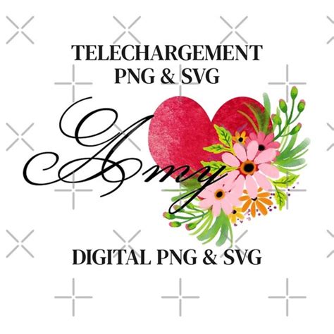 Amy Svg Cursive Text Flower Watercolor Personalized First Name Etsy