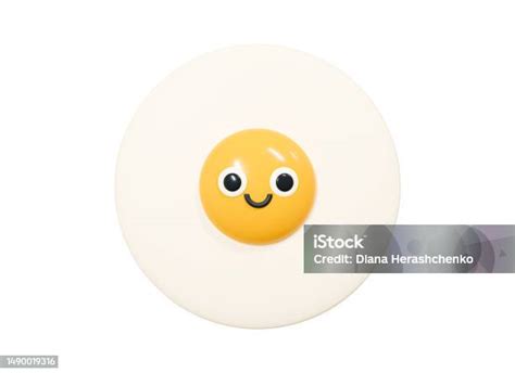 웃는 얼굴이 있는 3d 귀여운 계란 후라이 로고에 대한 Kawaii 문자입니다 안녕하세요 건강한 아침 식사 이모티콘 카페 또는 레스토랑 메뉴 만화 창조적 인 디자인 아이콘은