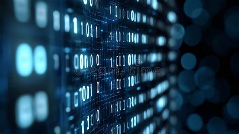 Generative Ai Flow Of Binary Code Displayed Through An Illuminated Digital Screen Representing