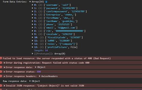 When Data Is Sent To The Backend It Is Detected But Not Registered