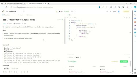 First Letter To Appear Twice Leet Code Youtube