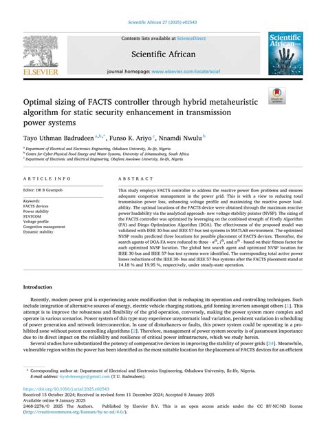 Pdf Optimal Sizing Of Facts Controller Through Hybrid Metaheuristic Algorithm For Static