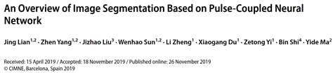 An Overview Of Image Segmentation Based On Pulse‑coupled Neural Network 技术分享