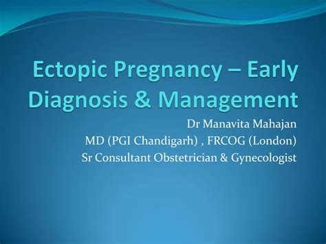 Ectopic Pregnancy Early Diagnosis And Management Pdf