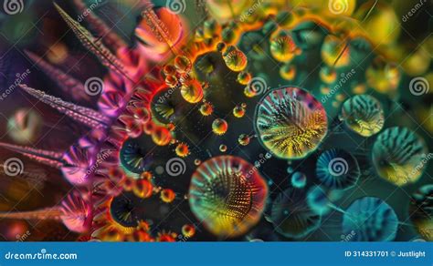 A Microscopic Examination Of A Single Pollen Grain Revealing A Stunning Array Of Vibrant Colors