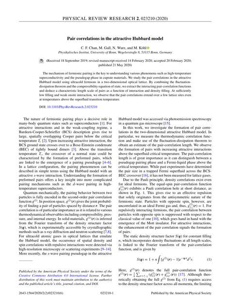 Pdf Pair Correlations In The Attractive Hubbard Model