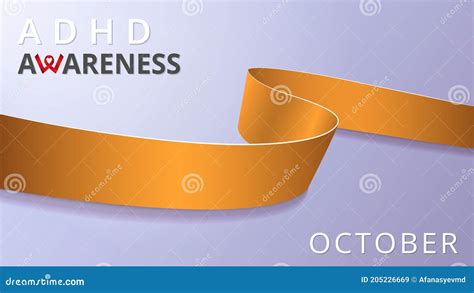 Realistic Orange Ribbon Awareness Attention Deficit Hyperactivity