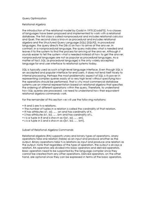 Query Optimization Pdf Relational Model Sql