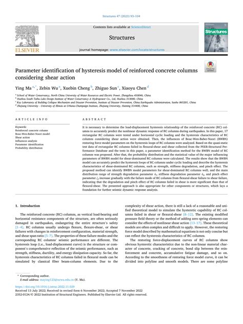 Pdf Parameter Identification Of Hysteresis Model Of Reinforced Concrete Columns Considering
