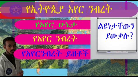 የኢትዮጵያ አየር ንብረት የኢትዮጵያ አየር ሁኔታ እና የአየር ን ብረት ይዘቶች አንድነታቸው እና ልዩነታቸው