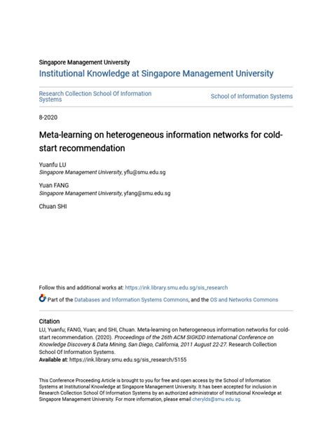 2020 Meta Learning On Heterogeneous Information Networks For Cold Start Recommendation Kdd Pdf