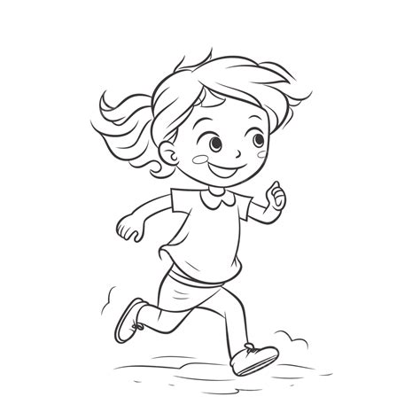 Desenho De P Ginas Para Colorir Crian As Um Esbo O Garota Correndo