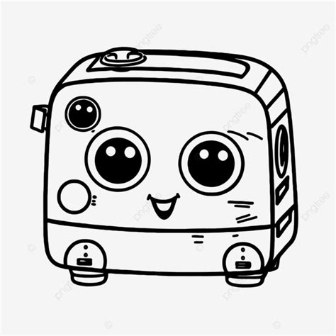 눈이 있는 귀여운 토스터기 색칠하기놀이 벡터 기본 간단한 귀여운 만화 프로젝터 개요 흰색 배경에 고립 어린이 색칠 페이지 Png 일러스트 및 벡터 에 대한 무료