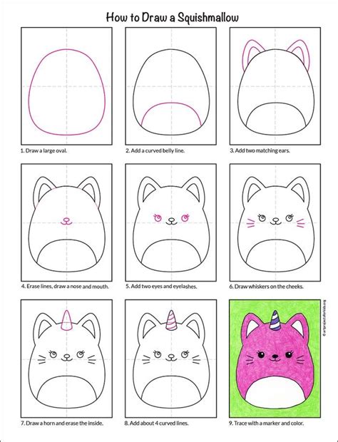 Easy How To Draw A Squishmallow Tutorial And Squishmallow Coloring Page