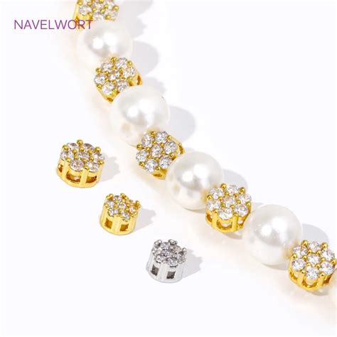Luxury 18k Gold Plated Pave Zircon Round Spacer Beads Separators For