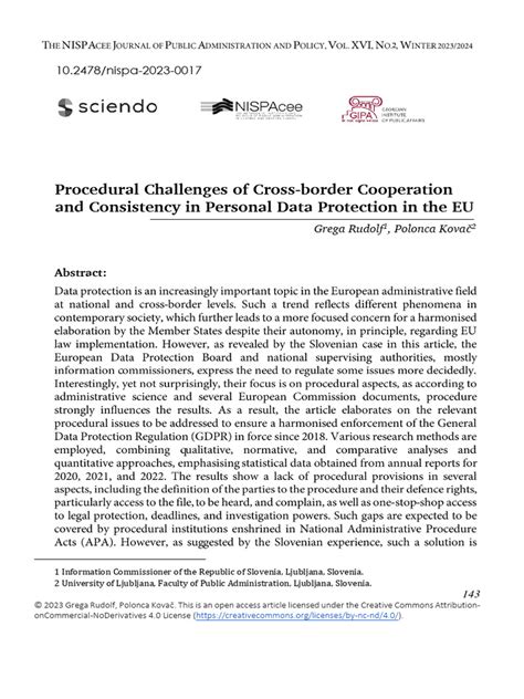 Procedural Challenges Of Cross Border Cooperation Pdf