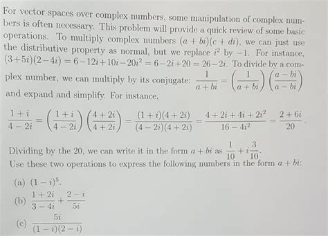 Solved For Vector Spaces Over Complex Numbers Some Chegg
