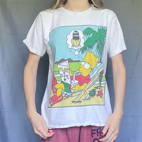 Rare Vintage Bart Simpson Playboy Large Graphic T Shi Gem