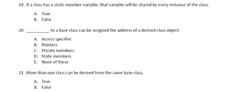 Solved 19 If A Class Has A Static Member Variable That