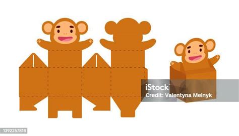 간단한 포장은 과자 사탕 작은 선물을위한 상자 원숭이 디자인을 선호합니다 모든 목적을위한 파티 패키지 템플릿 생일 베이비 샤워