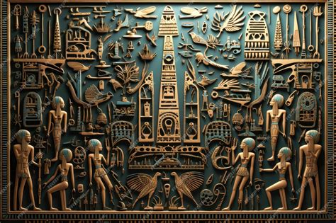 Ancient Egyptian Hieroglyphic Art Premium Ai Generated Image