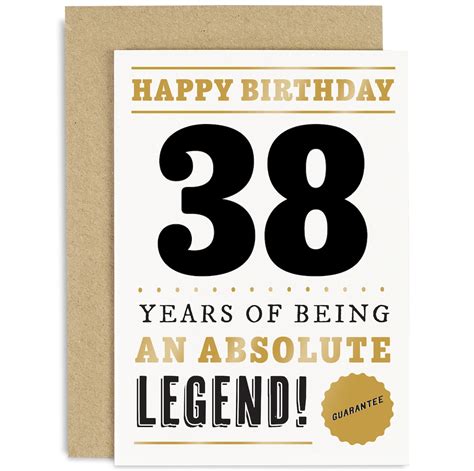 38 Years Legend Card 38th Birthday Card For Him 38th Birthday Card