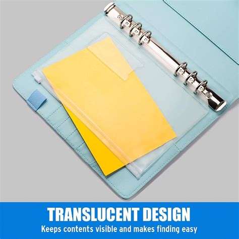 Badu Bg 5 бр компл A6 Джобове за папка за каси Джоб за папка с цип с 6 дупки и пластмасов джоб