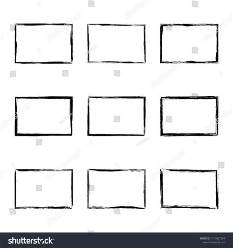 Set Hand Drawn Rectangle Frame Text Stock Vector Royalty Free