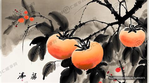 Ai创作图临摹 牧溪 六柿图 画风写意 颜色丰富 昵图网