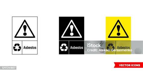 석면 유해 폐기물 재활용 기호 아이콘 3 가지 색상 흑백 윤곽선 격리된 벡터 기호 기호 석면에 대한 스톡 벡터 아트 및 기타 이미지 Istock