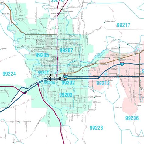 Spokane Area Zip Code Map