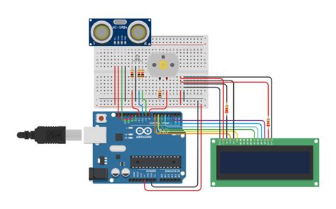 Circuit Design Arduino Uno Sensor De Distancia Lcd Tinkercad