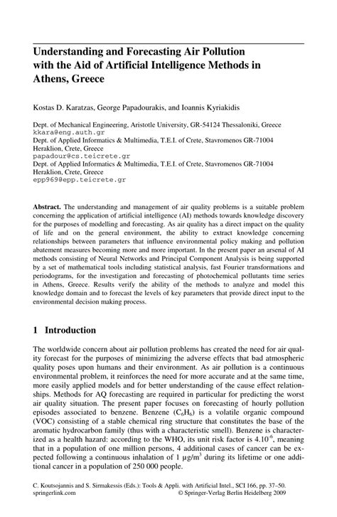 Pdf Understanding And Forecasting Air Pollution With The Aid Of Artificial Intelligence