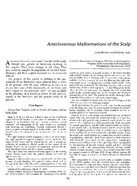 Pdf Arteriovenous Malformations Of The Scalp