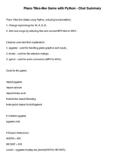 Piano Tiles Game With Python Piano Tiles Like Game With Python Chat